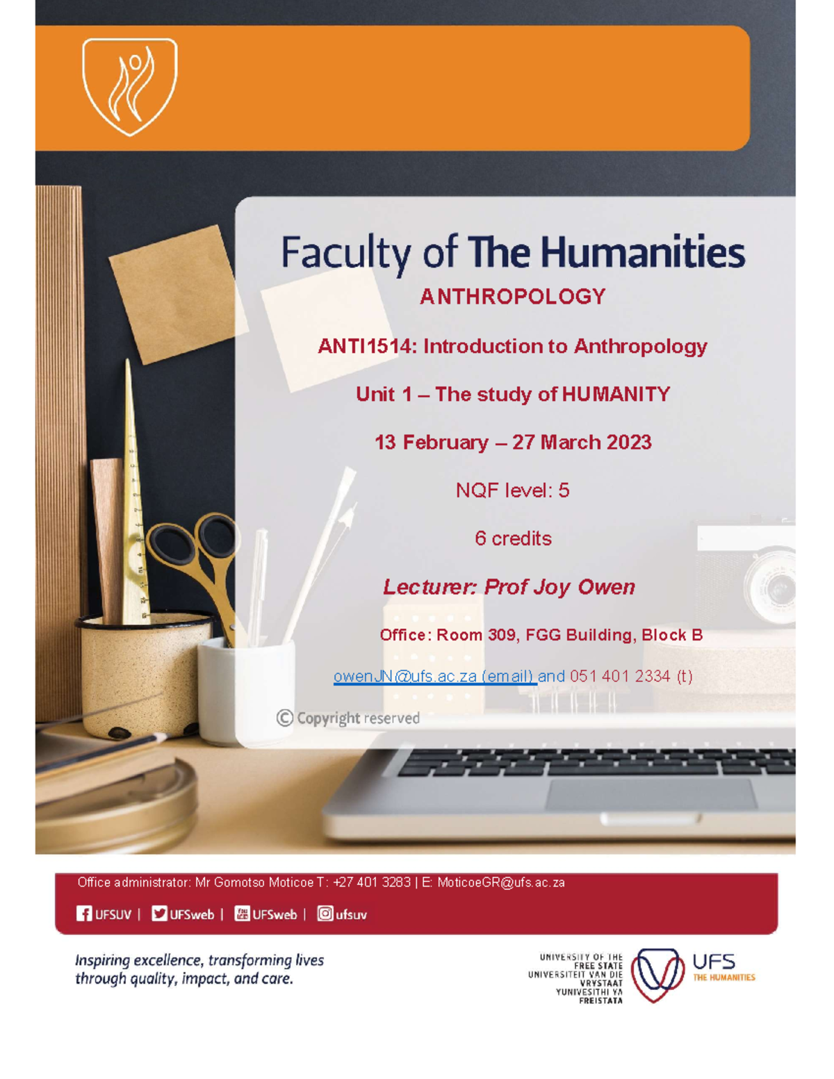 ANTI 1514 module guide - notes - ANTHROPOLOGY ANTI1514: Introduction to ...