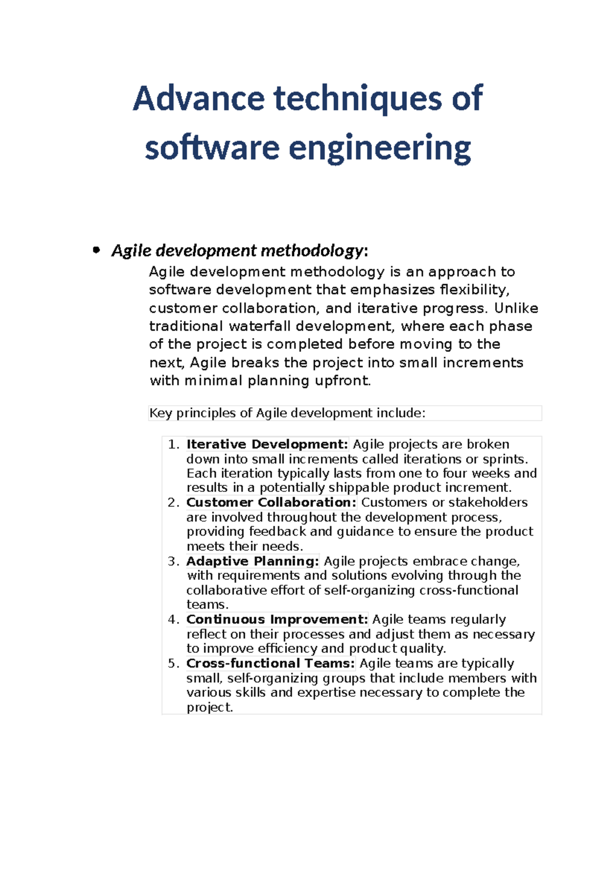 Advance techniques of software engineering - Advance techniques of software engineering Agile ...