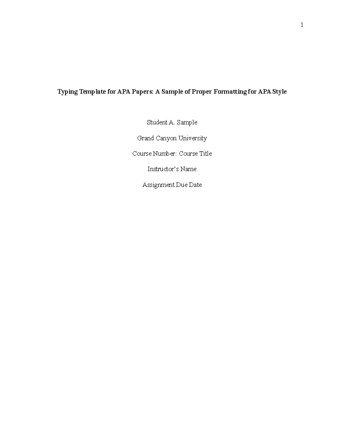 APA 7th Edition Template Without Abstract - Typing Template for APA ...