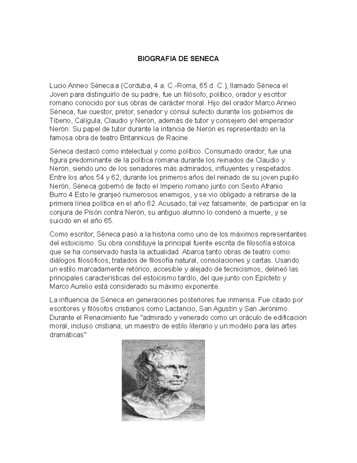 Biografia DE Seneca - hola - BIOGRAFIA DE SENECA Lucio Anneo Séneca a ...