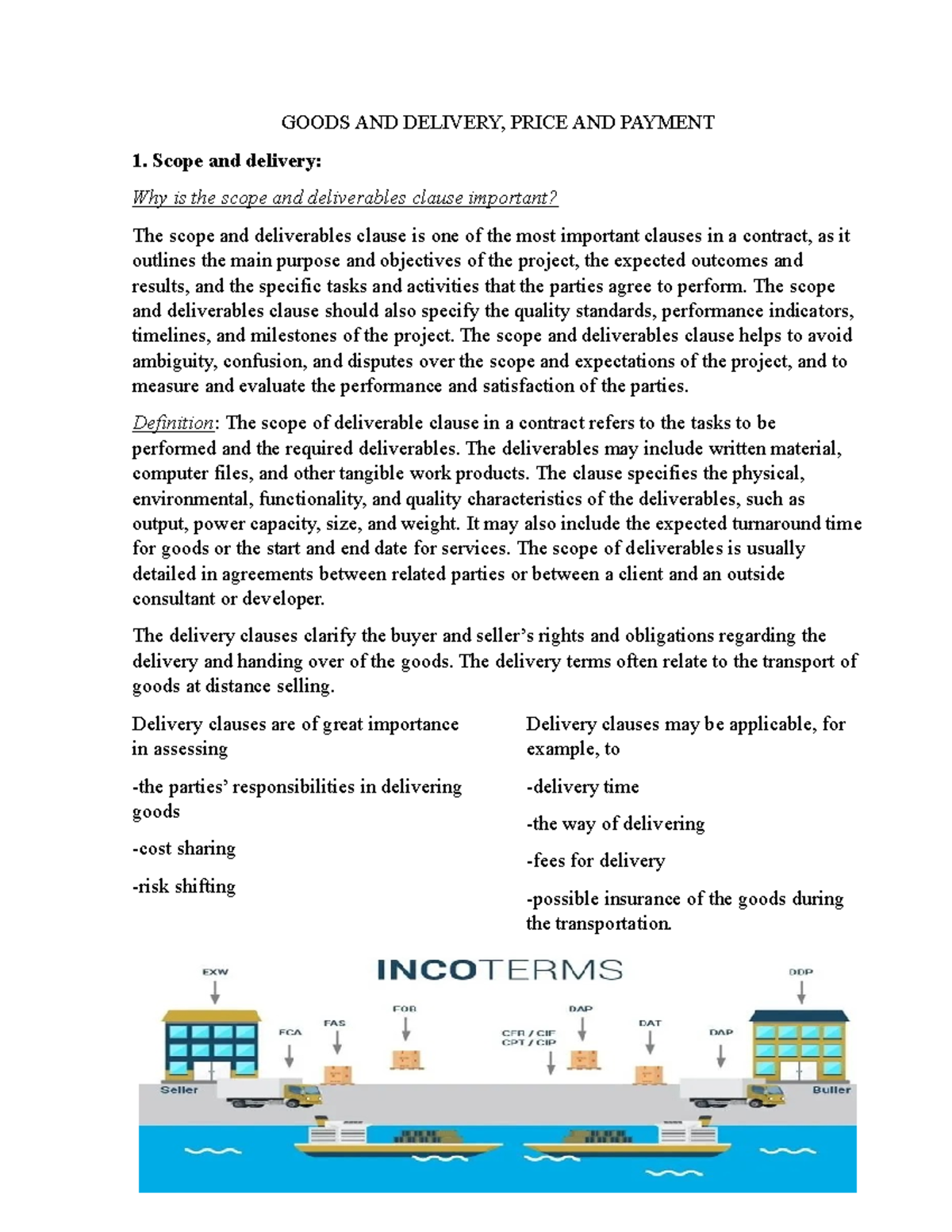 Goods-AND- Delivery - GOODS AND DELIVERY, PRICE AND PAYMENT Scope and ...