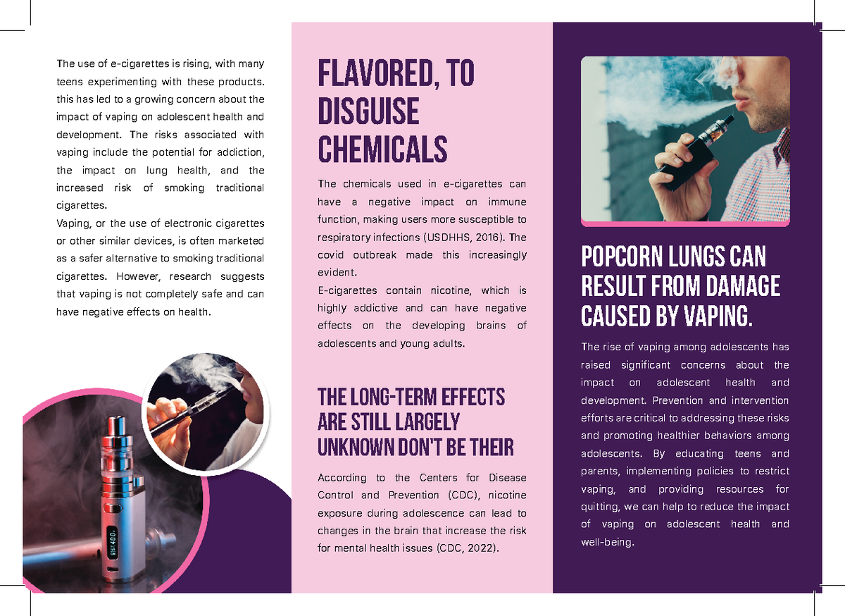Vape Free Brochure Inside - The use of e-cigarettes is rising, with ...