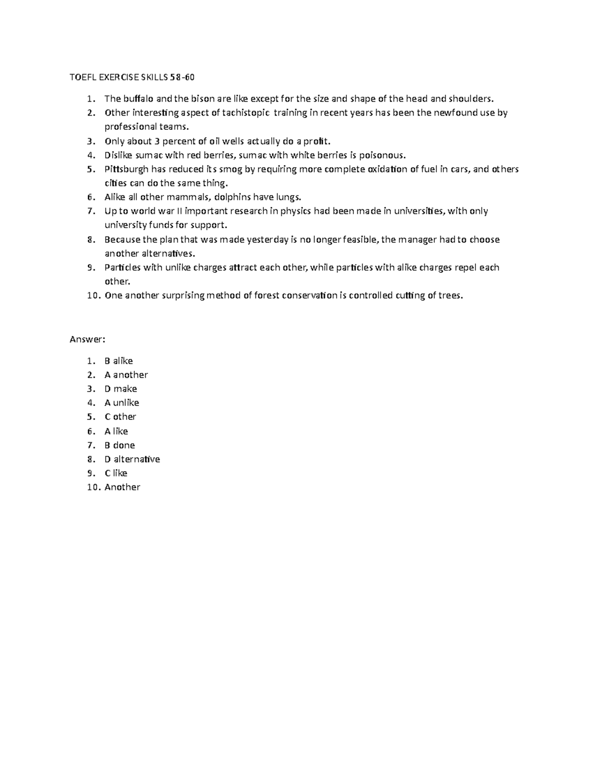Toefl Exercise Skills 58 60 TOEFL EXERCISE SKILLS 58 The Buffalo And 