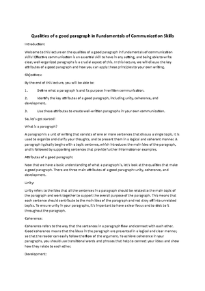 Parts of a paragraph - It is a key component of effective writing and ...