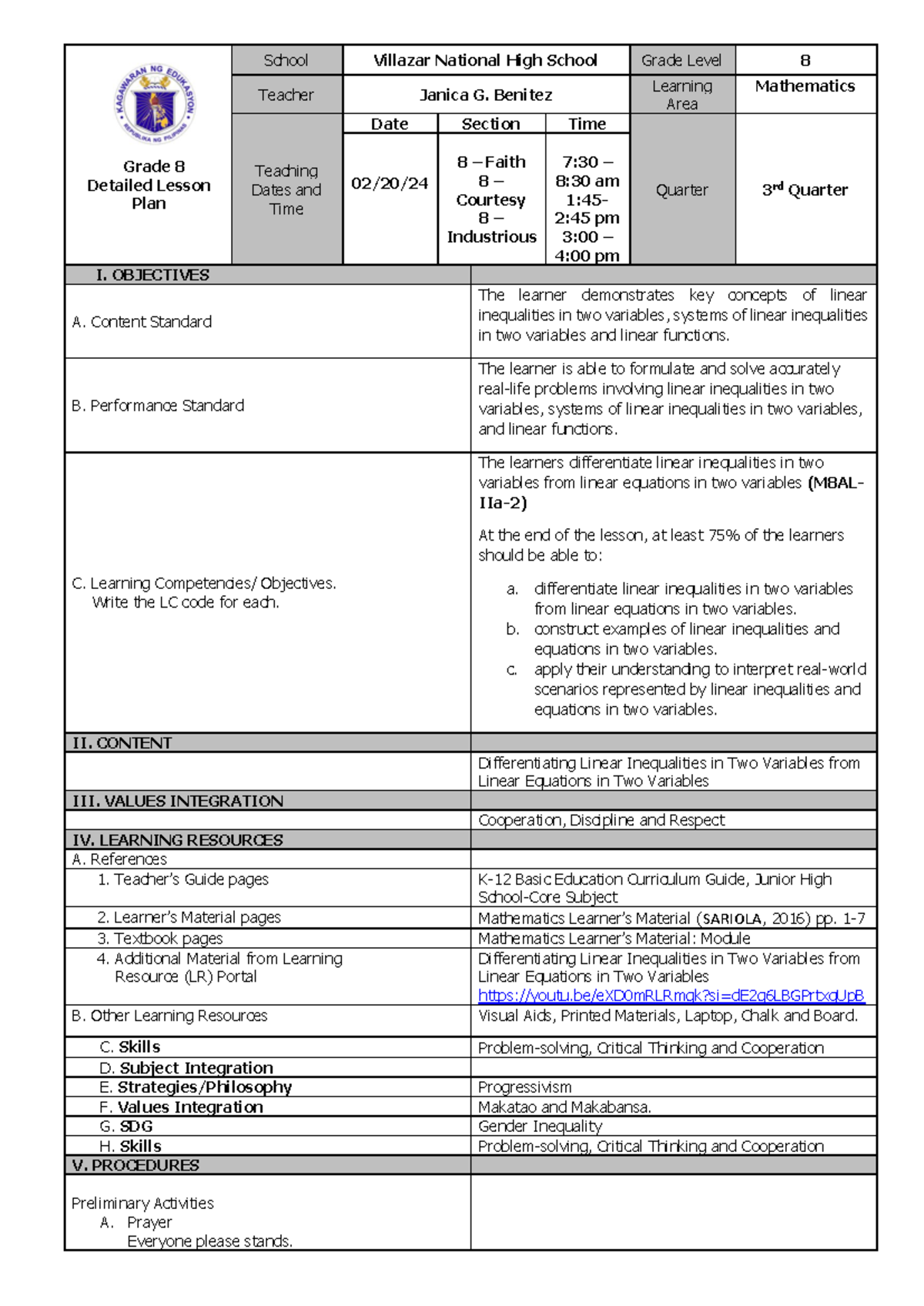 DLP-Differentiating Linear Inequalities in Two Variables from Linear equation in Two Variables ...
