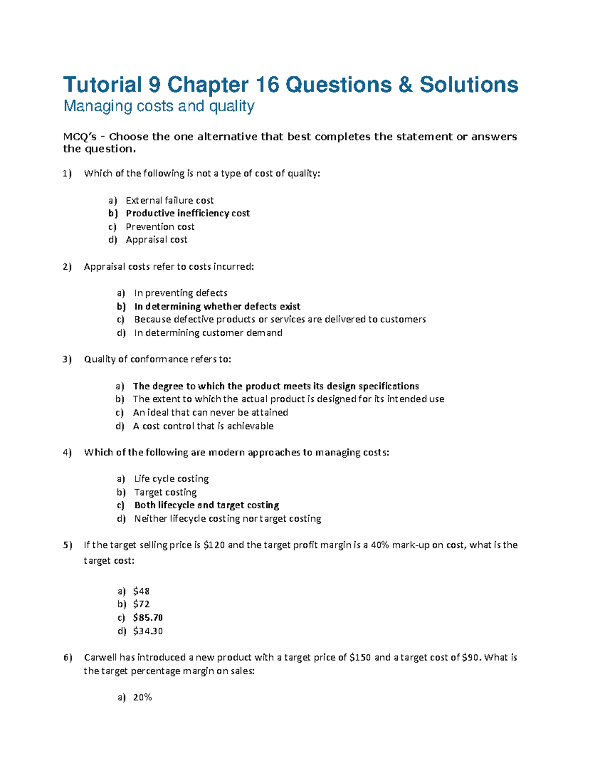 ACC202 Tutorial 9 Chap 16 MCQ Practical Questions Solutions - Tutorial ...