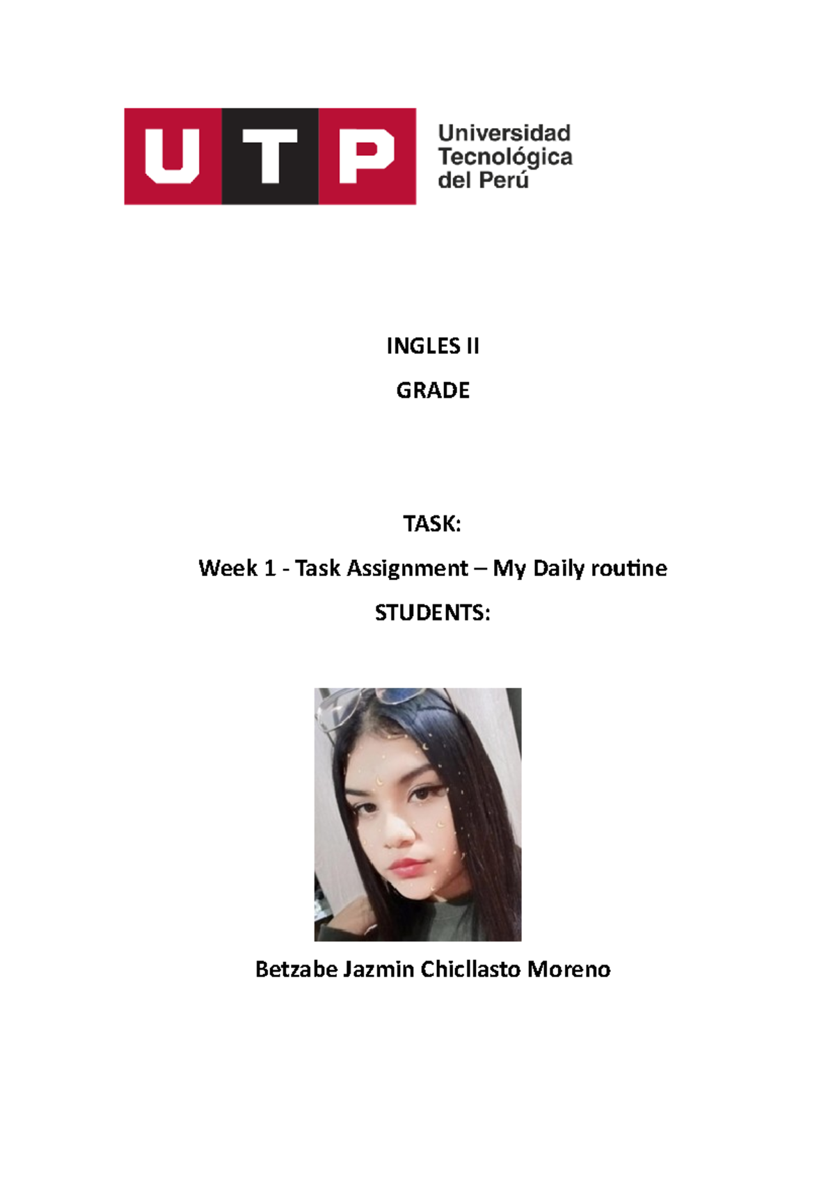 Week 1 Task Assignment My Daily Routine Ingles Ii Grade Task Week 1 Task Assignment