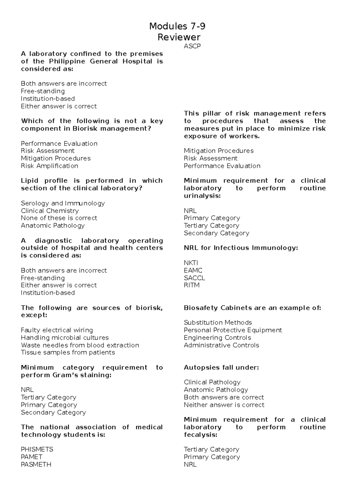Modules 7-9 Reviewer - Lecture, notes, important details - Modules 7 ...