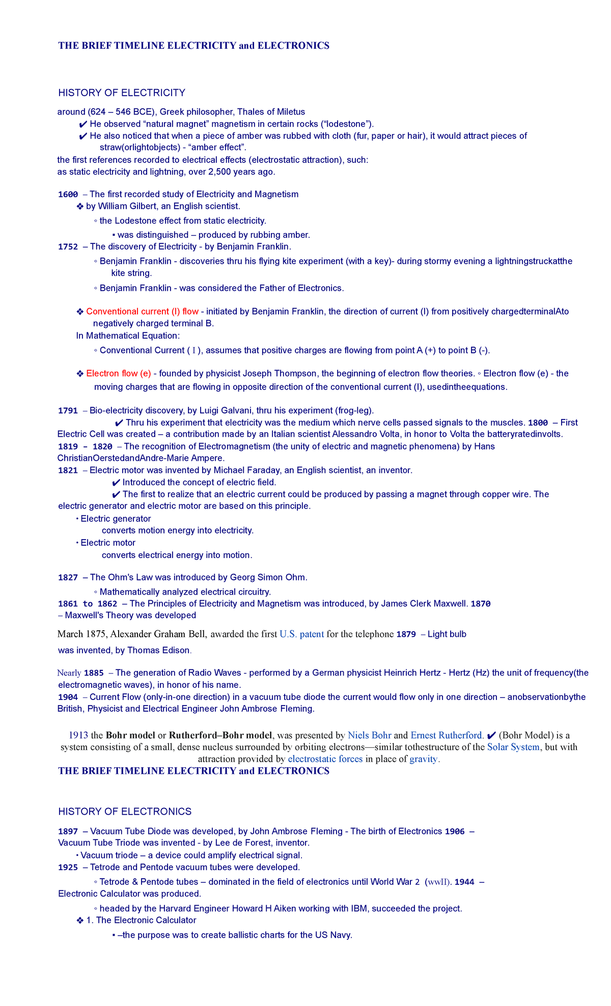 The Brief Timeline of Electrical and Electronics 31august 2021 - THE ...