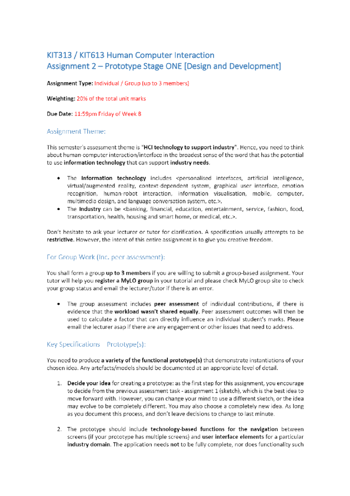 Assignment 2 - Prototype Stage ONE (Design and Development) [2021 ...