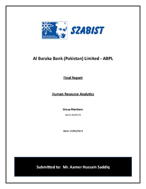 HRM assignment on case study - COMPUTER SCIENCE DEPARTMENT Total Marks: 04 Obtained Marks: Human ...