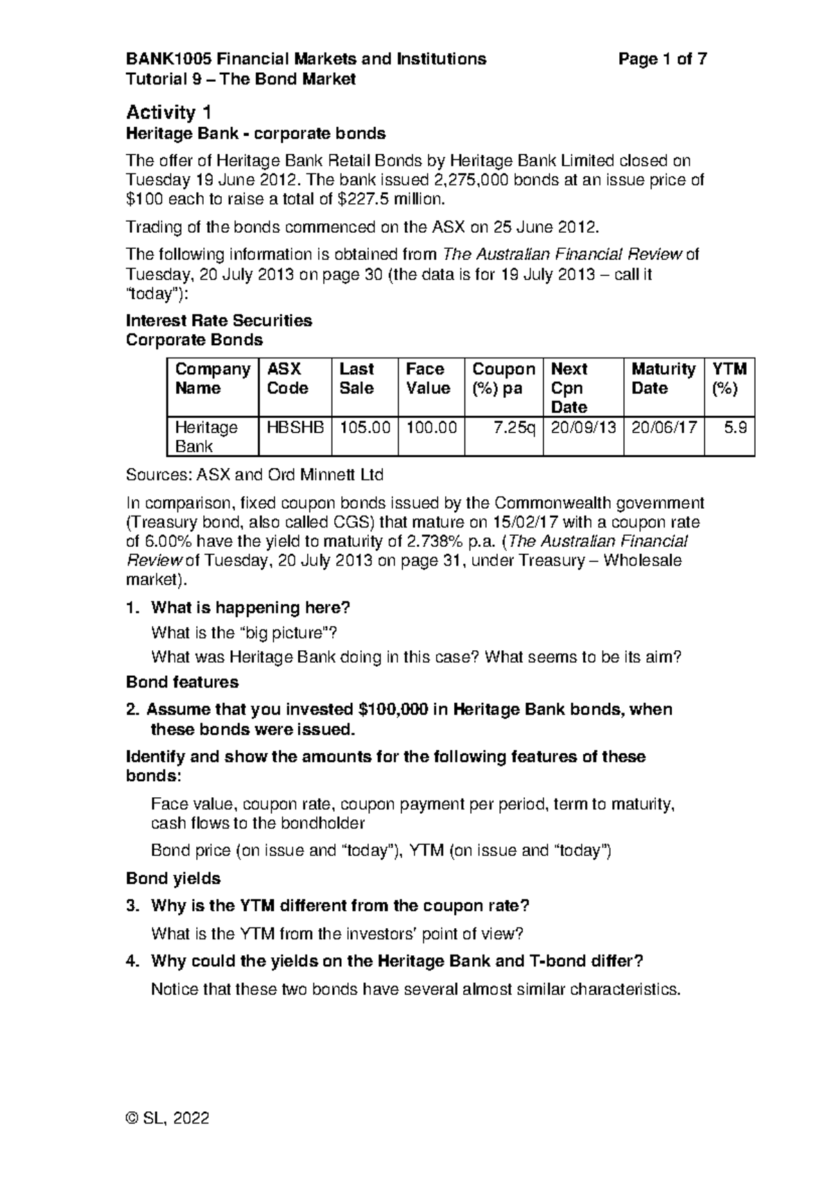 T9 - The Bond Market - Tutorial 9 – The Bond Market Activity 1 Heritage ...