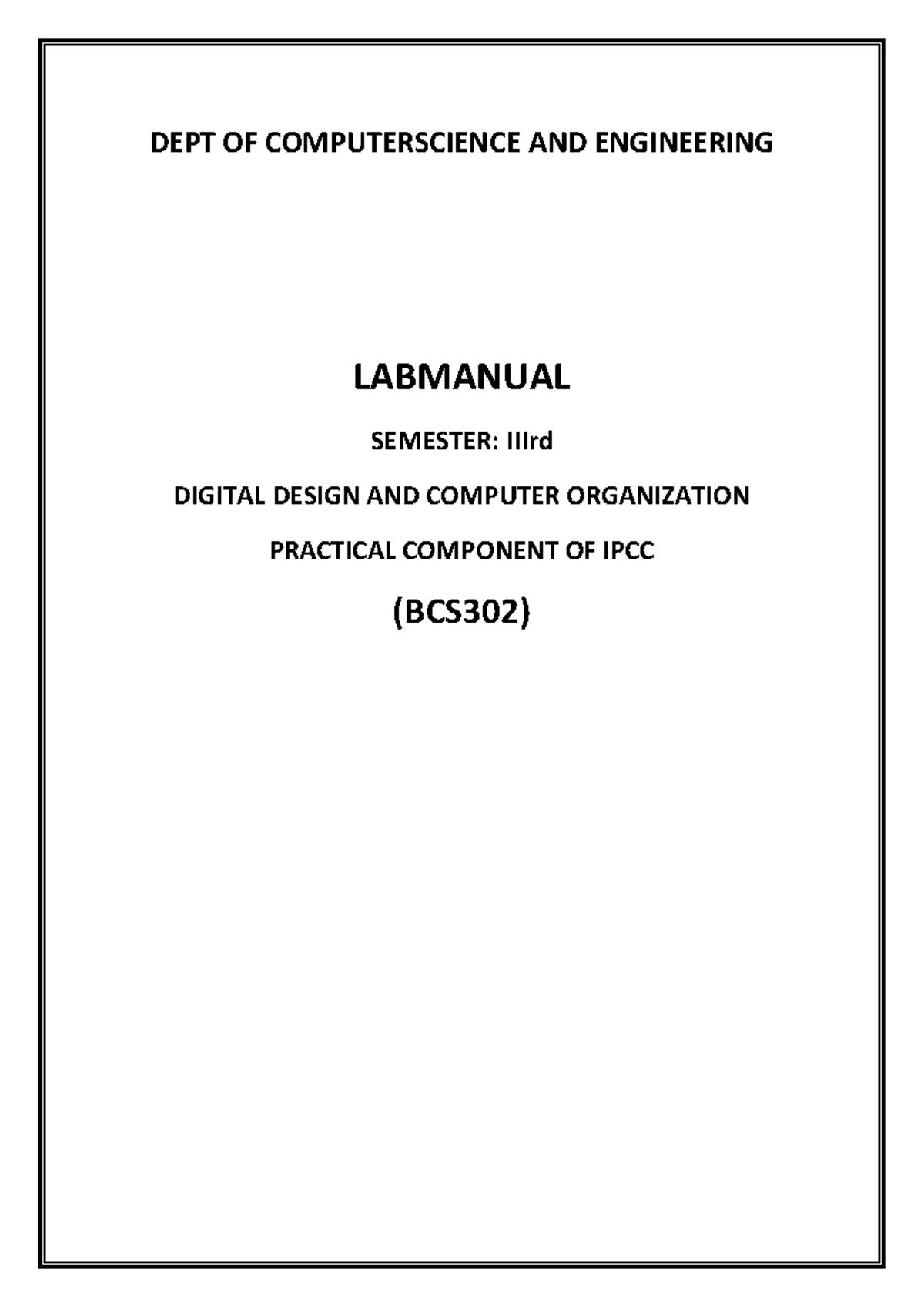 III SEM DCOL LAB Manual - ...... - DEPT OF COMPUTERSCIENCE AND ENGINEERING LABMANUAL SEMESTER ...