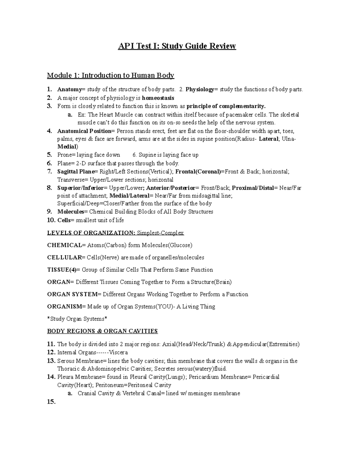 AP I Test 1 Study Guide Review - AP I Test I: Study Guide Review Module ...