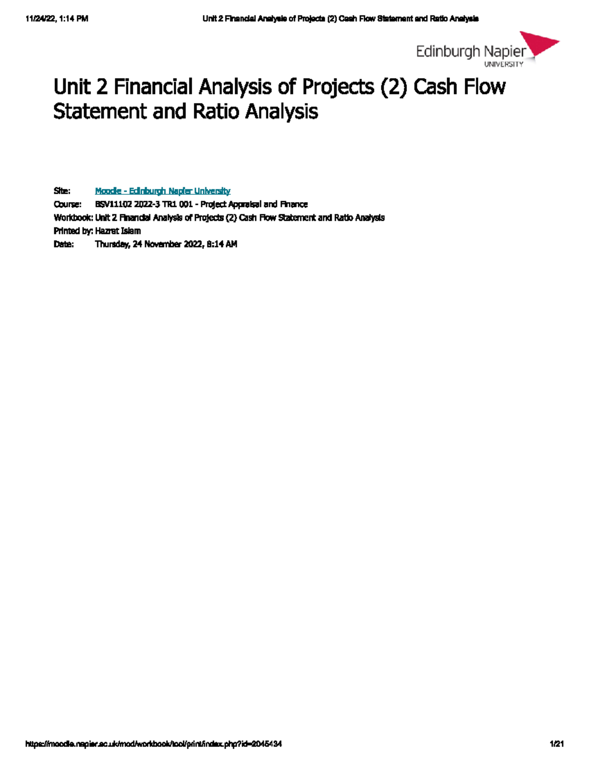 Unit 2 - Financial Analysis of Projects notes - Finance - Studocu