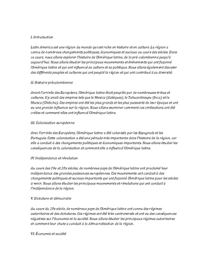 History of Latin America Study Notes - Introduction L'histoire de l ...