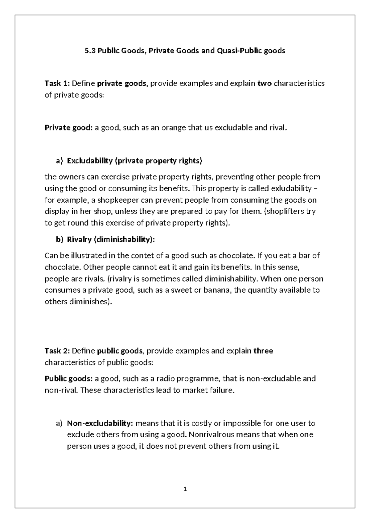 5.3 Public goods workbook - 5 Public Goods, Private Goods and Quasi ...