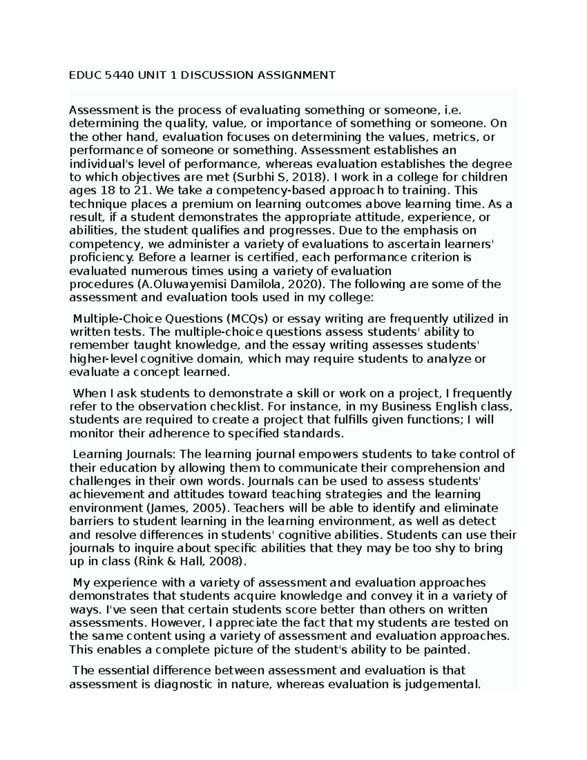 EDUC 5440 UNIT 1 DA2 - DISCUSSION ASSIGNMENT - EDUC 5440 UNIT 1 ...