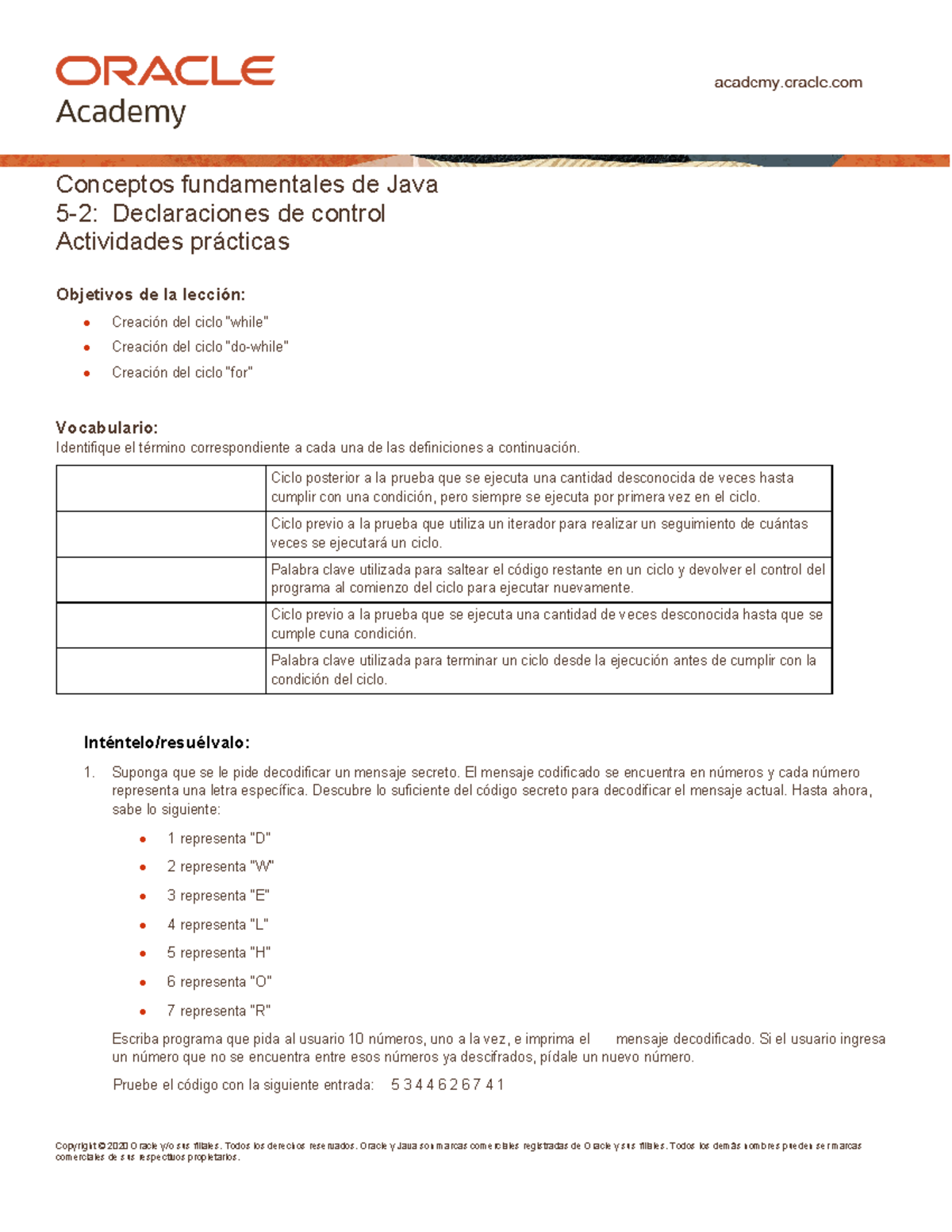 JF 5 2 Practice esp - GUIA JAVA PREPARACION PARA EXAMEN - Copyright ...
