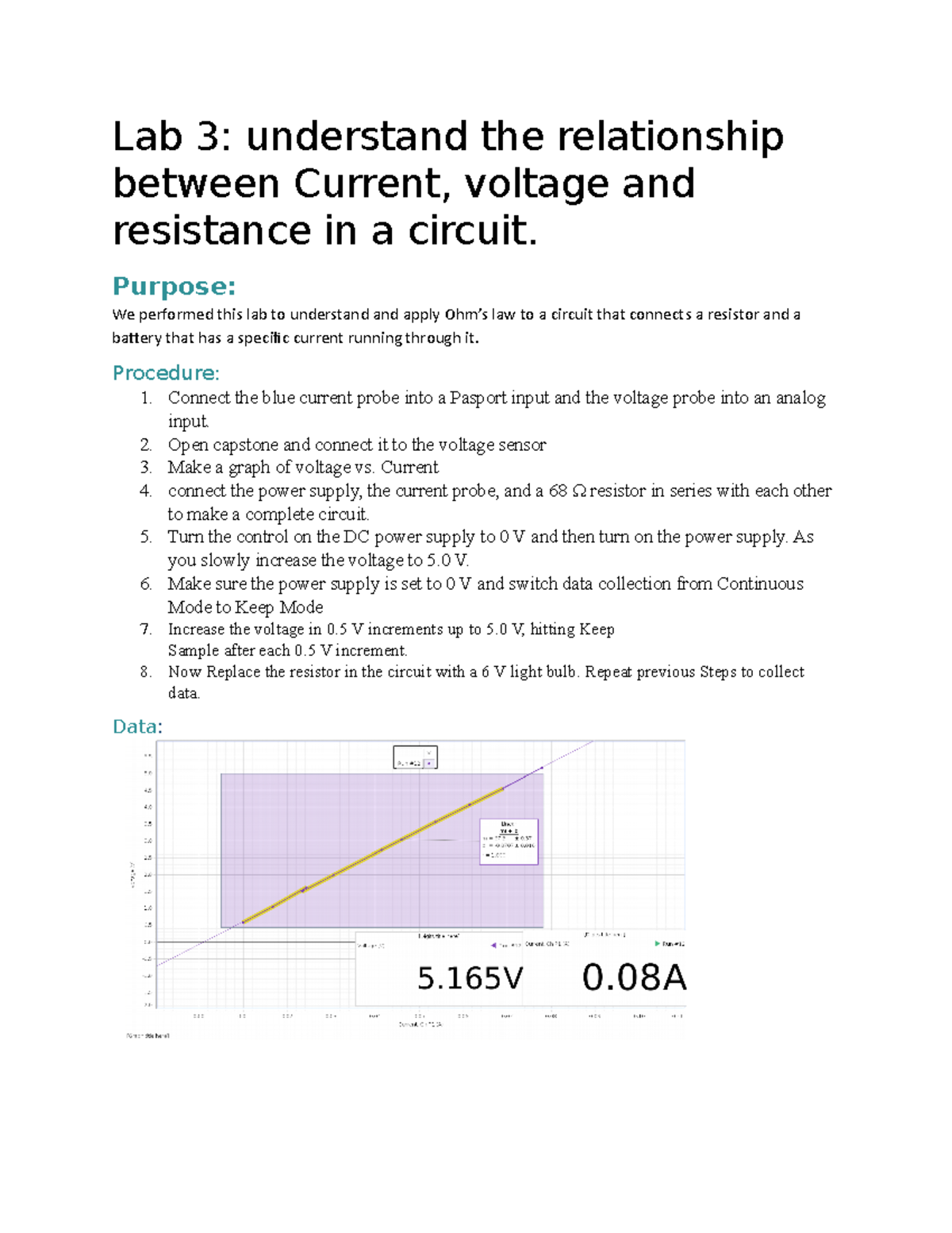 Lab 3 22 - Lab 3: understand the relationship between Current, voltage and resistance in - Lab 3 ...