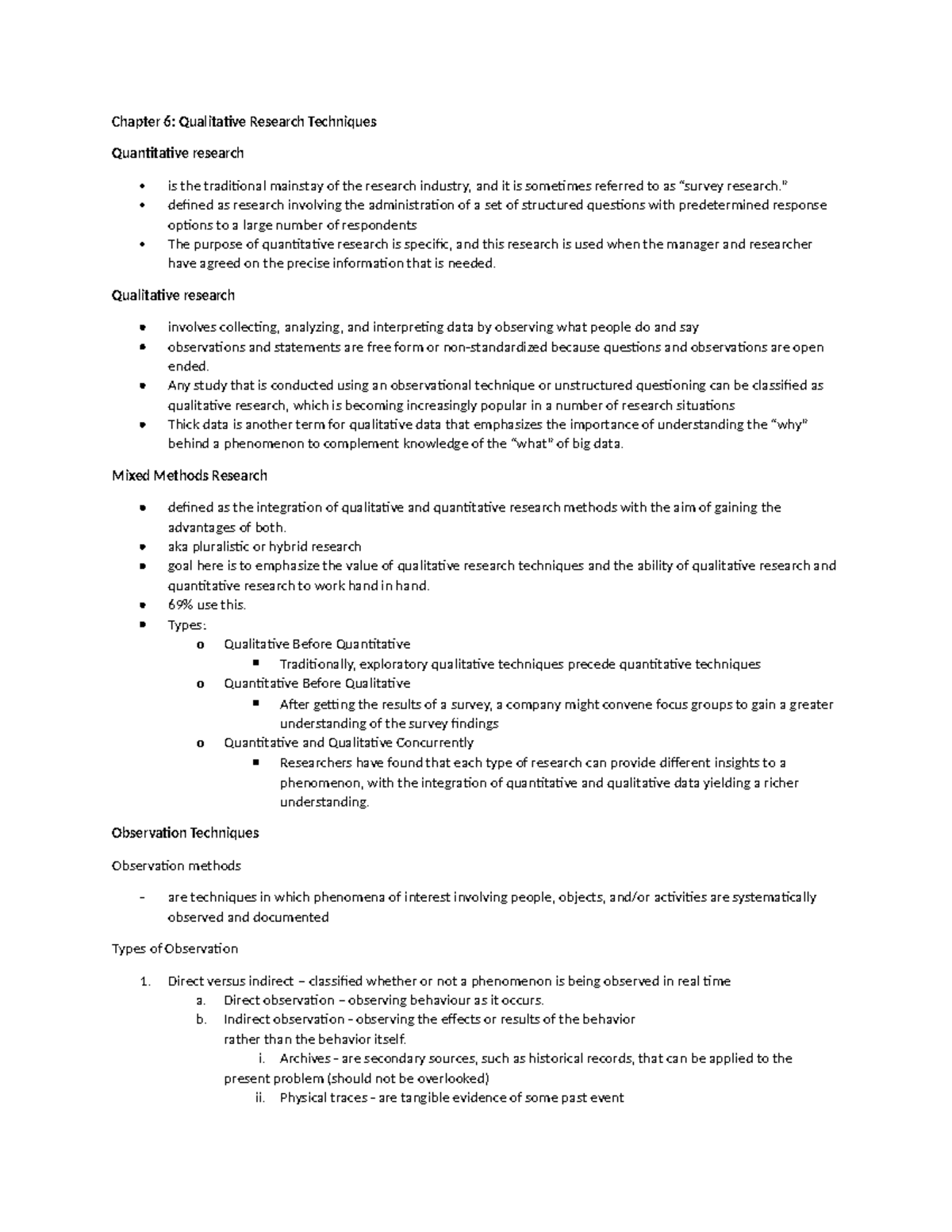 Chapter 6 Reviewer - Chapter 6: Qualitative Research Techniques ...