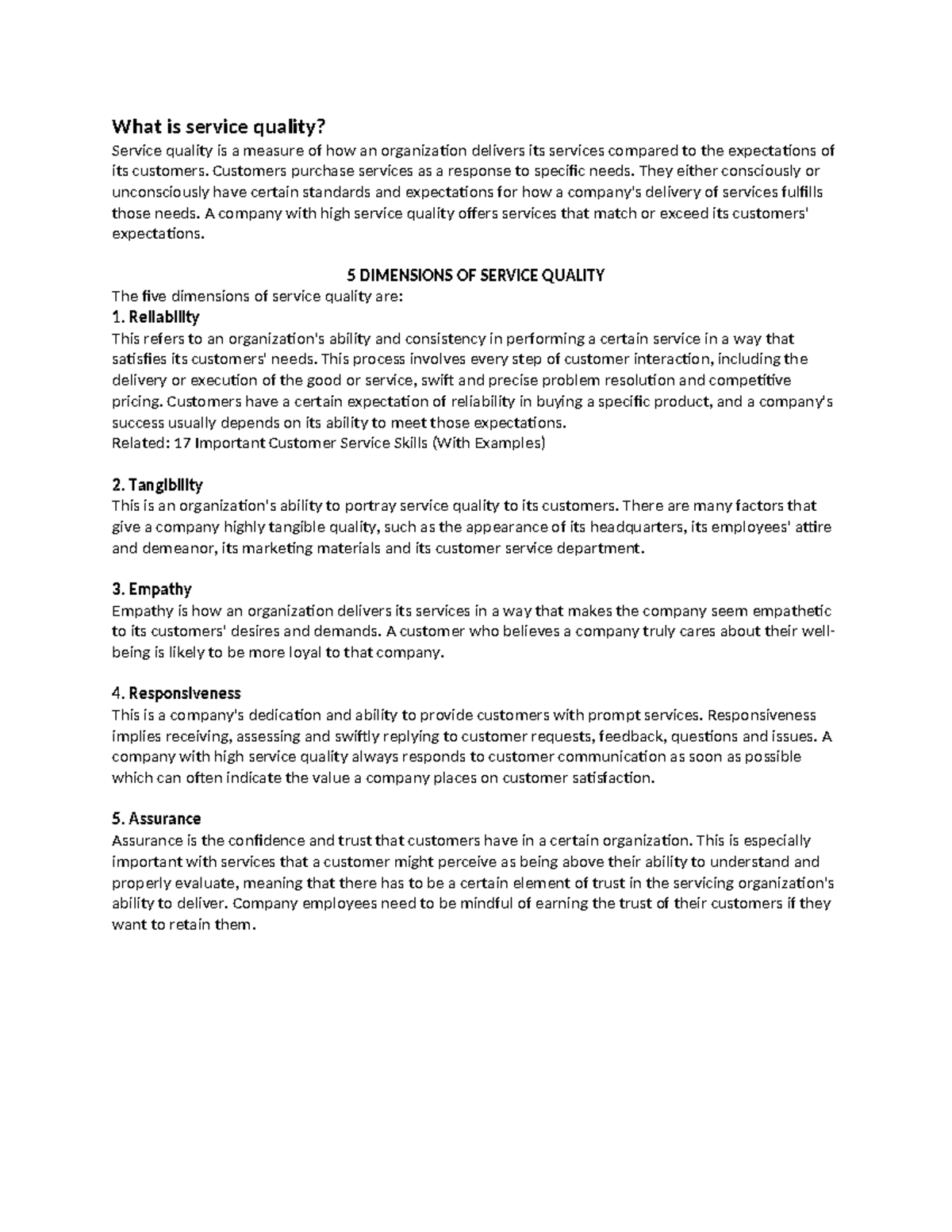 Notes on Service Quality and its dimension - What is service quality ...