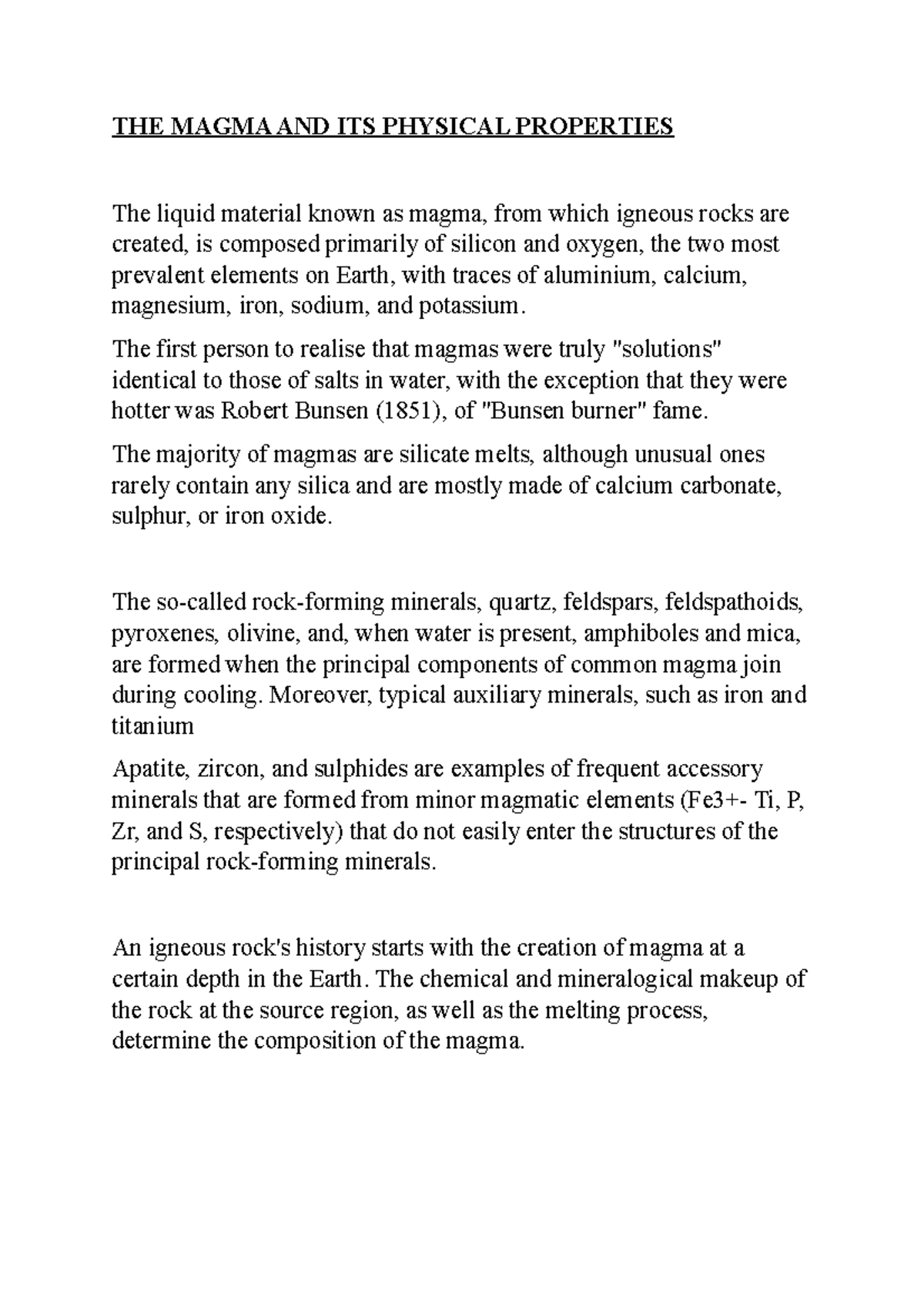 The Magma And Its Physical Properties - THE MAGMA AND ITS PHYSICAL ...