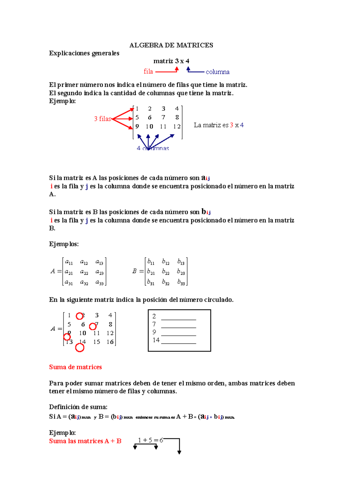Algebra DE Matrices A - fe2df - ALGEBRA DE MATRICES Explicaciones ...