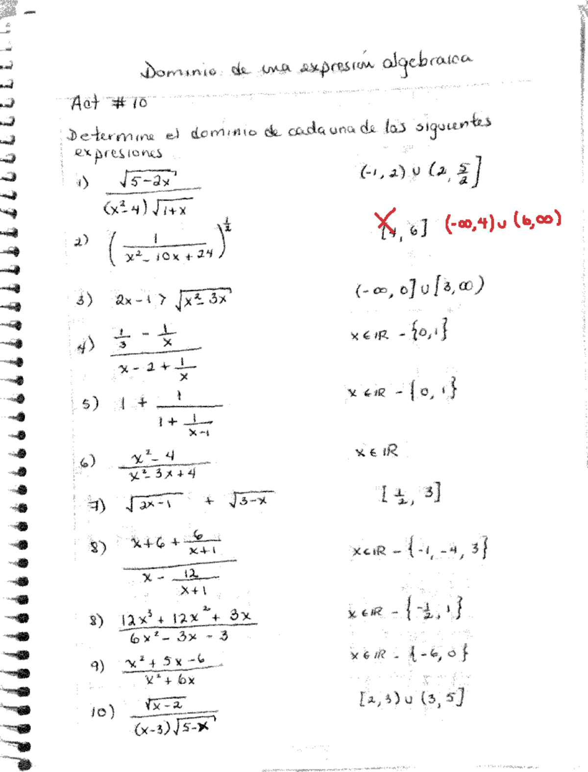 Act 10. dominio de una expresión algebraica - Dominio de ma expresion ...