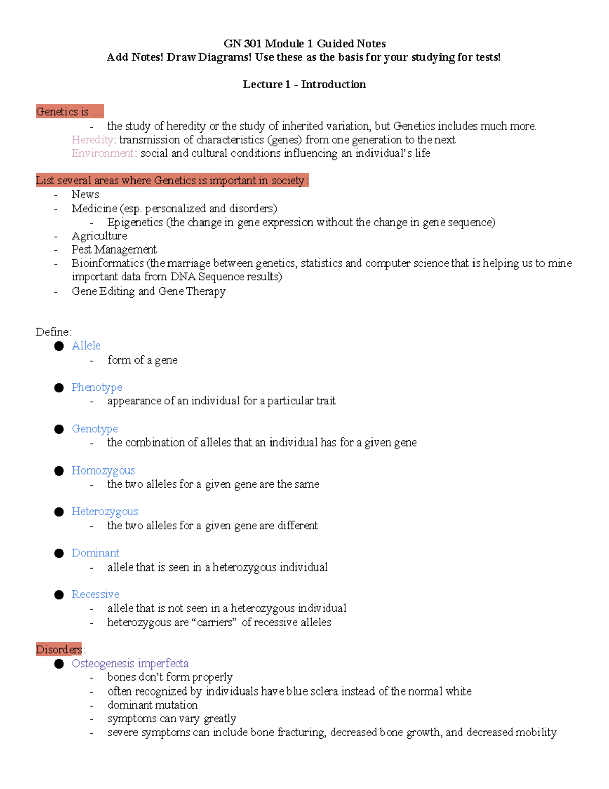 Module 1 Notes - GN 301 Module 1 Guided Notes Add Notes! Draw Diagrams ...