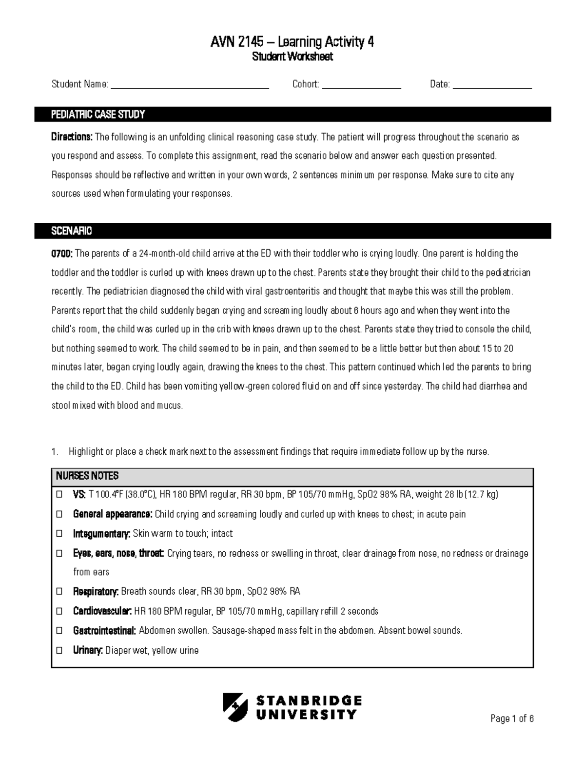 AVN 2145 Learning Activity 4 Student Worksheet 2023 - Student Name