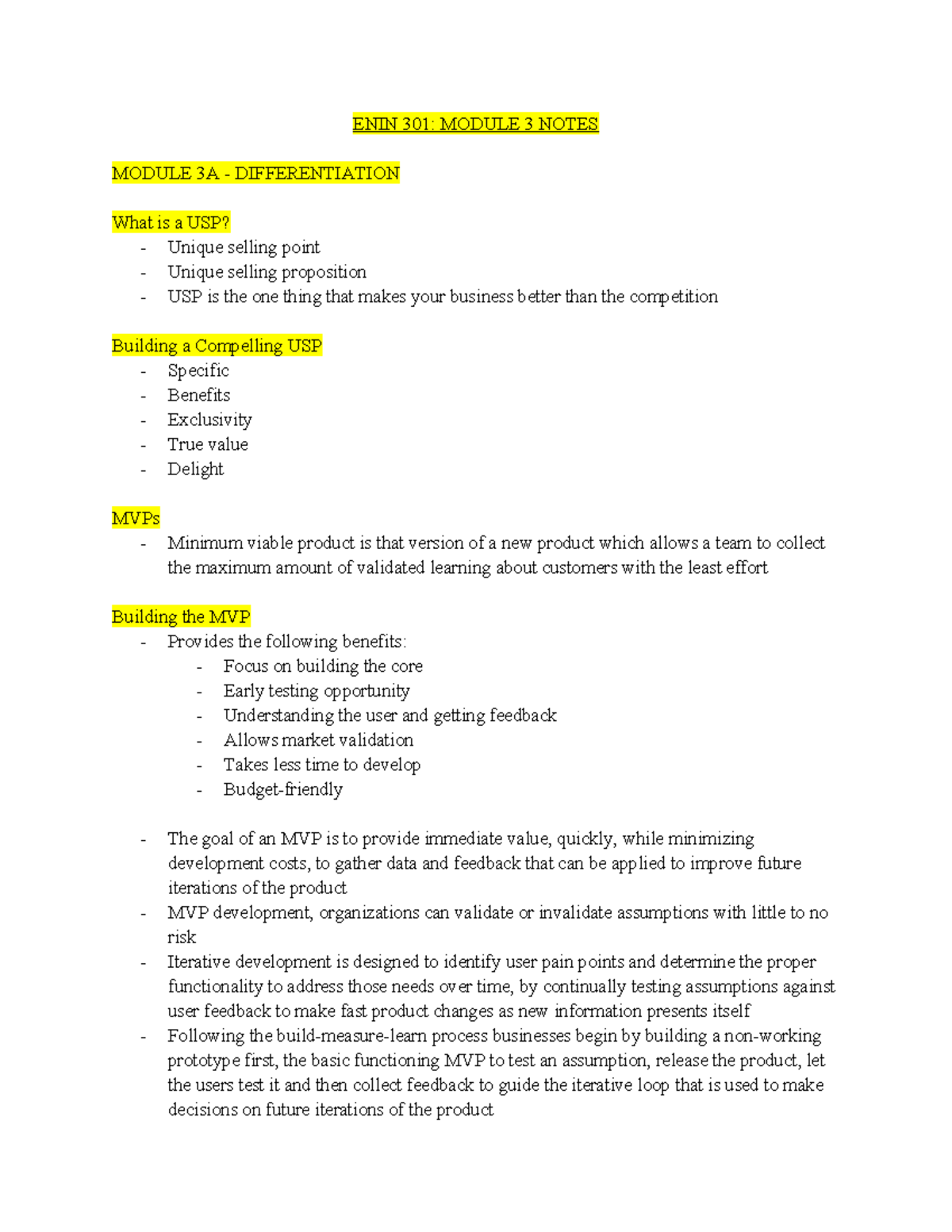 ENIN 301 Module 3 - Notes from in class lecture - ENIN 301: MODULE 3 ...