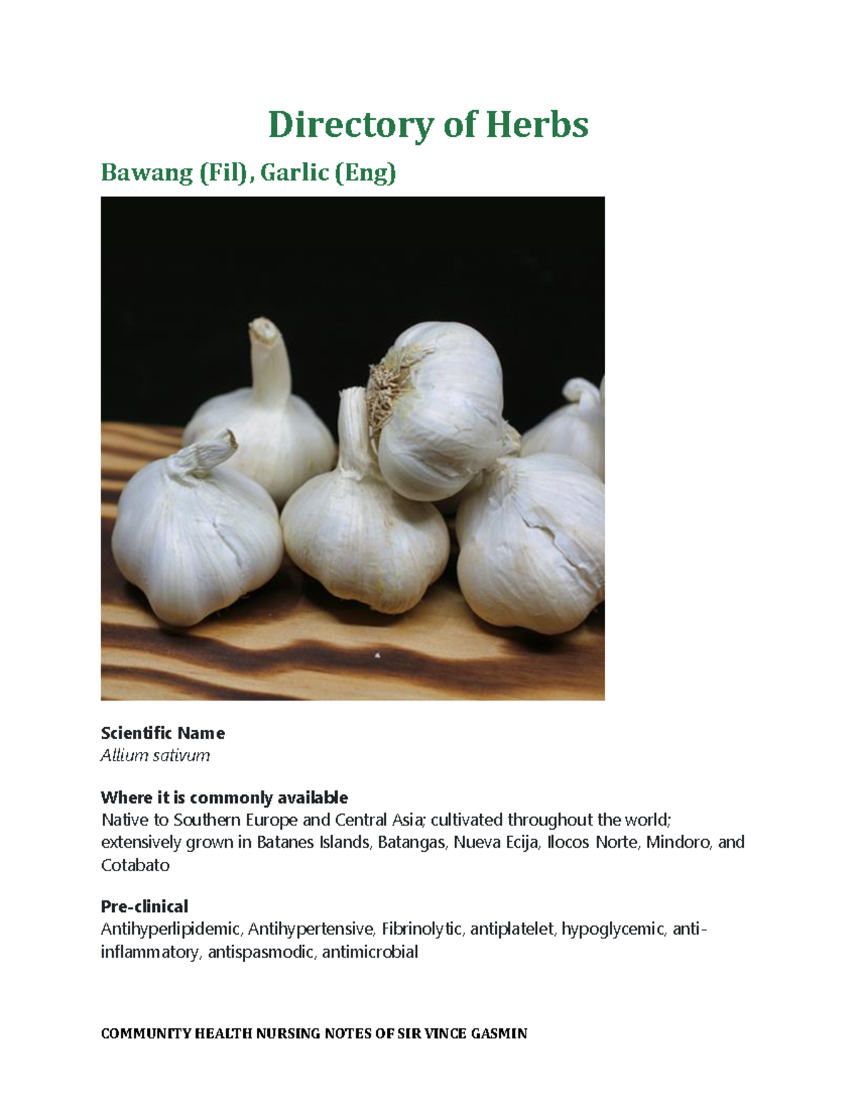 Directory-of-Herbs - Directory of Herbs Bawang (Fil), Garlic (Eng ...