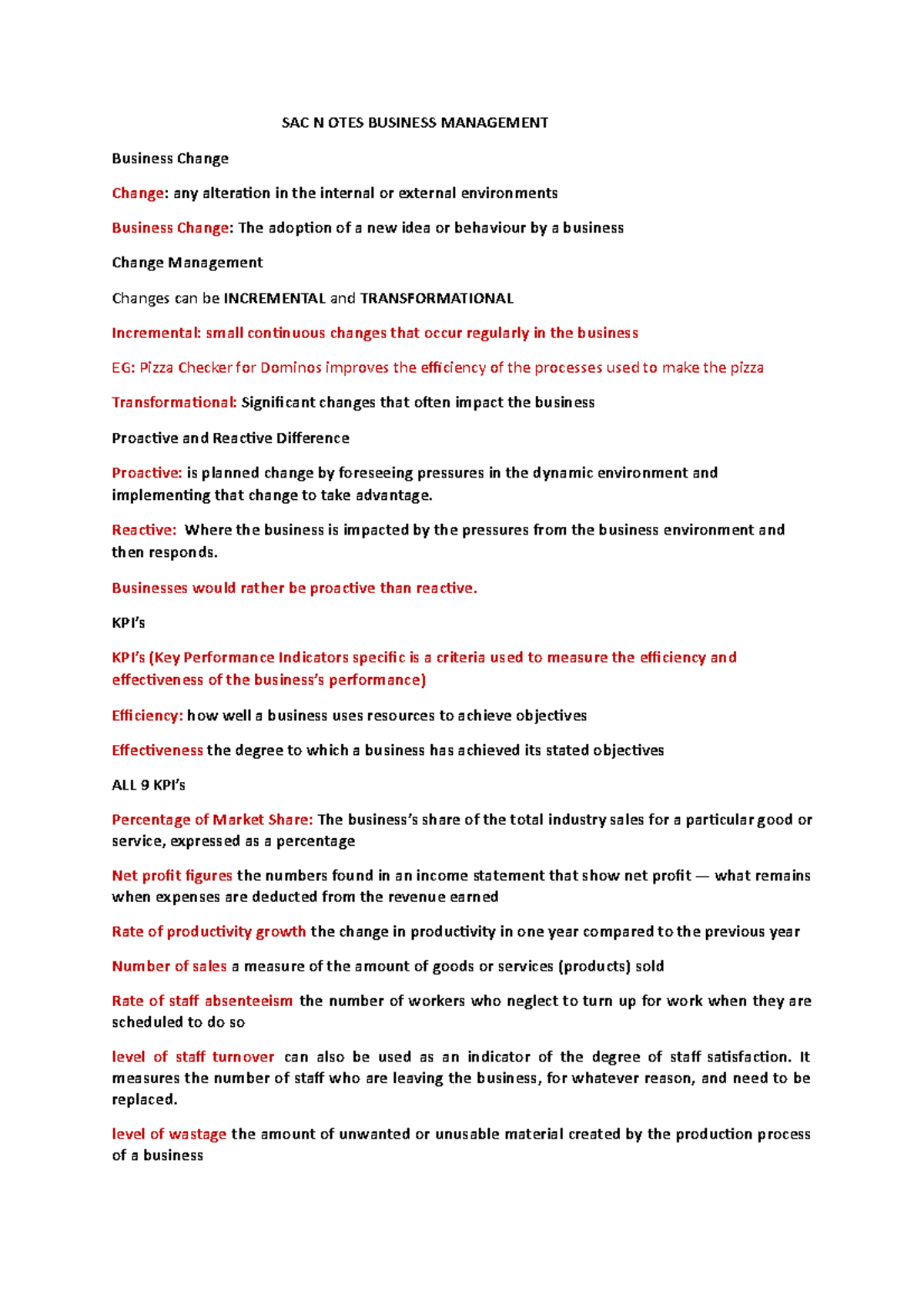 SAC Notes Business Management - SAC N OTES BUSINESS MANAGEMENT Business ...