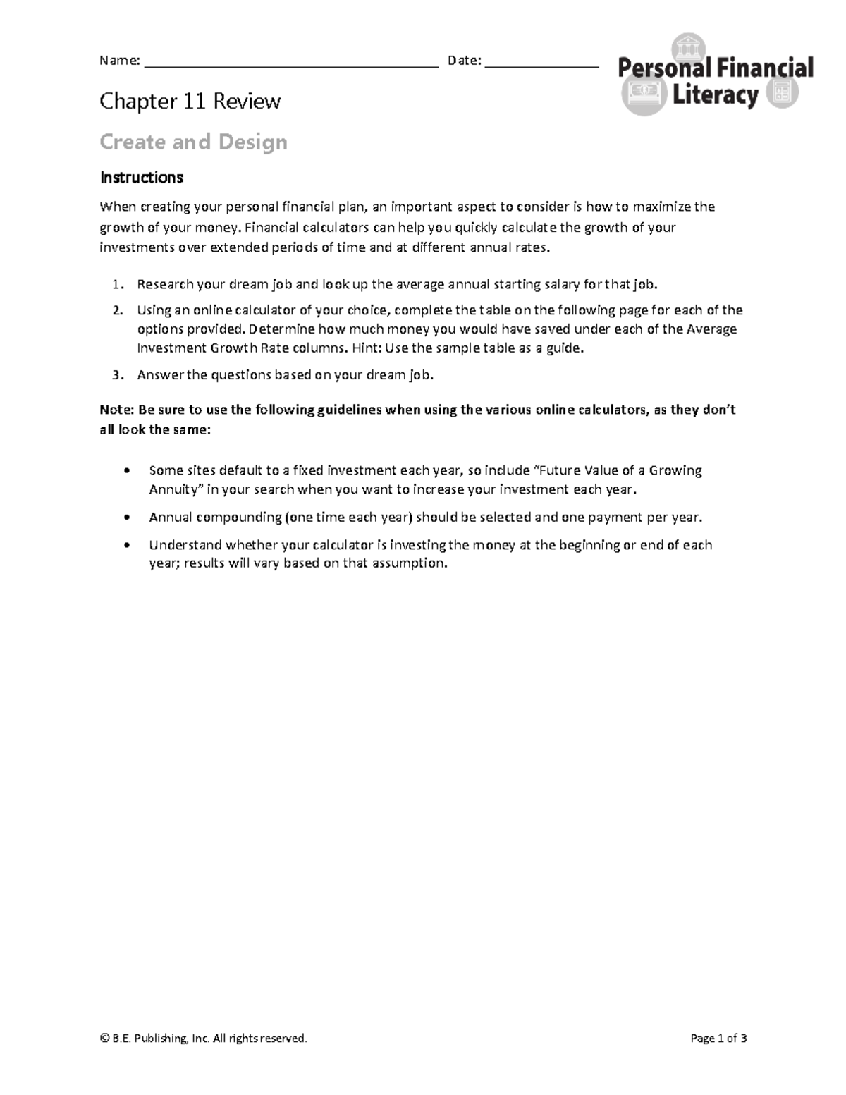 Chapter 11 Create and Design 2 - Name ...