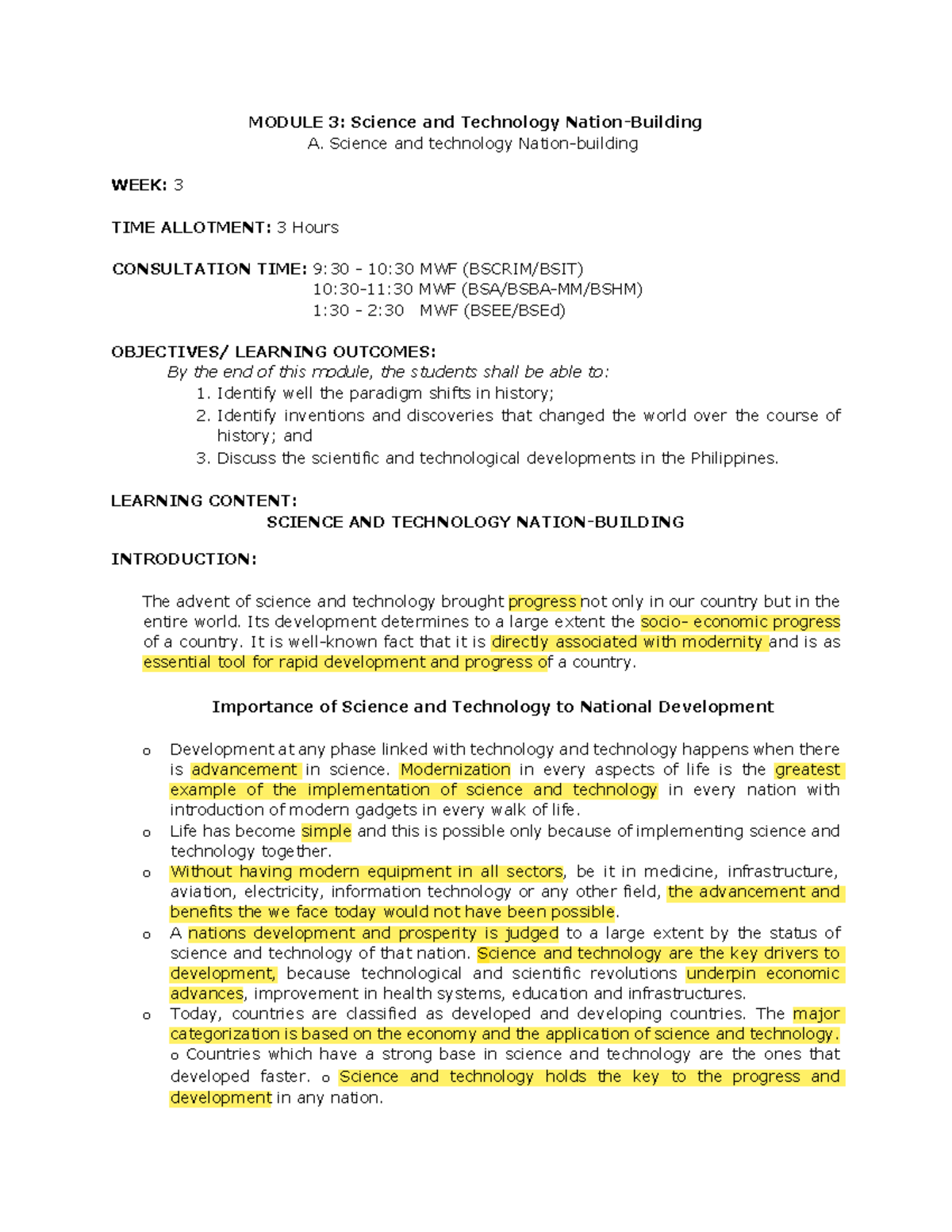 GEC 006 Module 3 - none - MODULE 3: Science and Technology Nation ...
