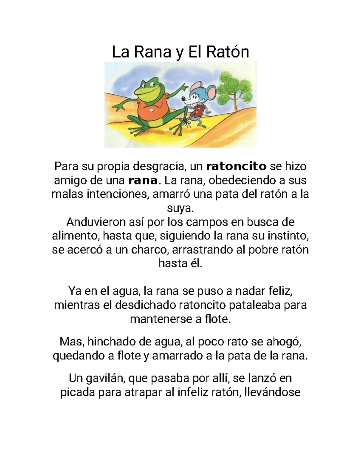 La Rana y El Ratón - LA RANA Y EL RATON - La Rana y El Ratón Para su ...