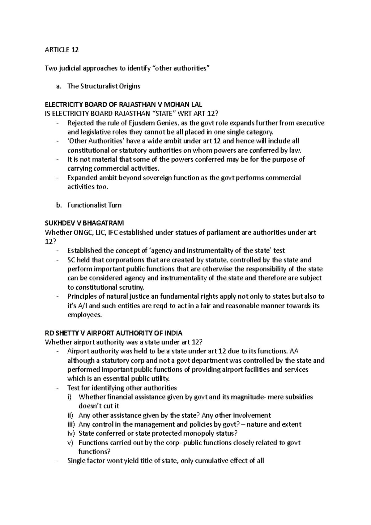 Article 12 consti - ARTICLE 12 Two judicial approaches to identify “other authorities” a. The ...
