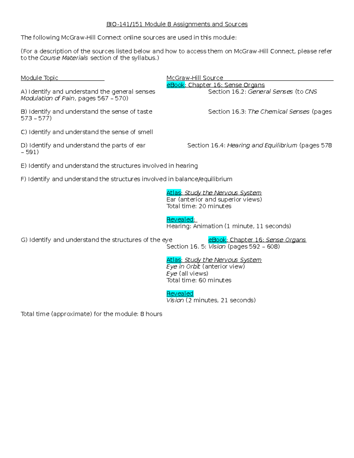 Module 8 Assignments and Sources-2 - BIO-141/151 Module 8 Assignments ...