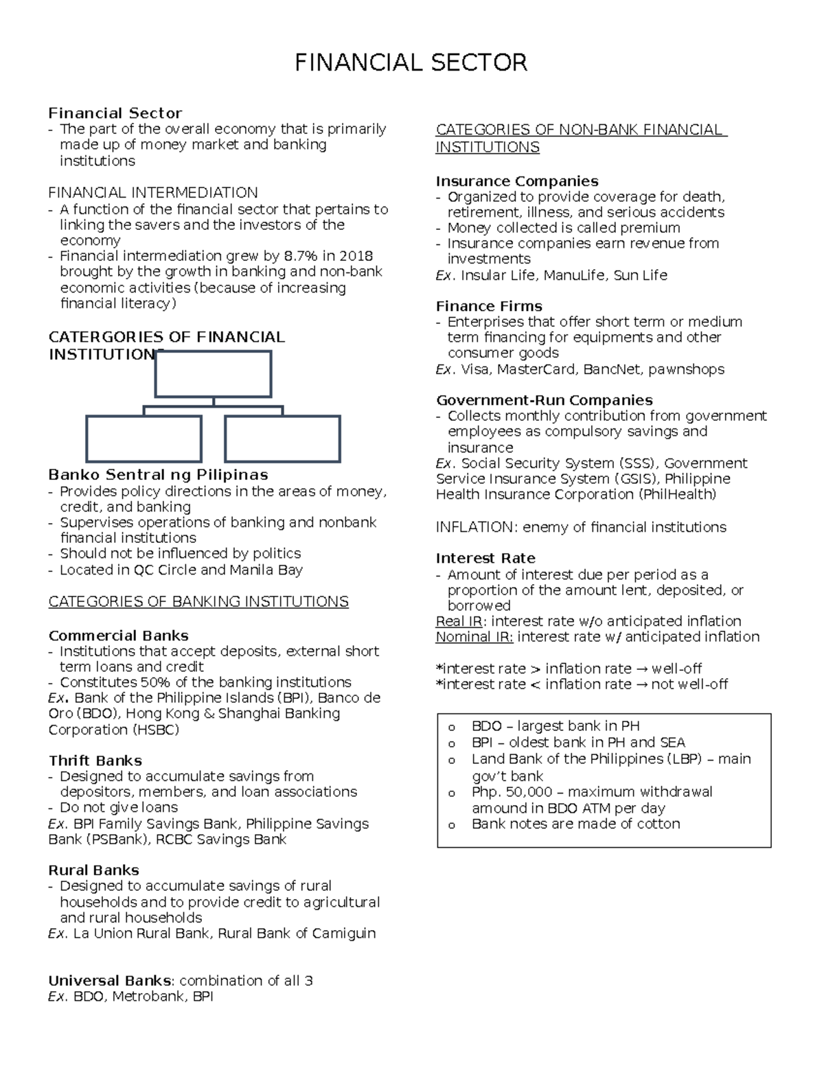 Financial Sector - FINANCIAL SECTOR Financial Sector The part of the ...