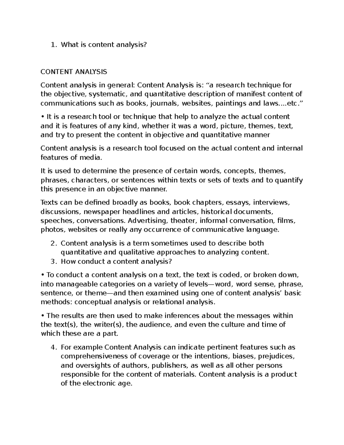Research - What is content analysis? CONTENT ANALYSIS Content analysis ...