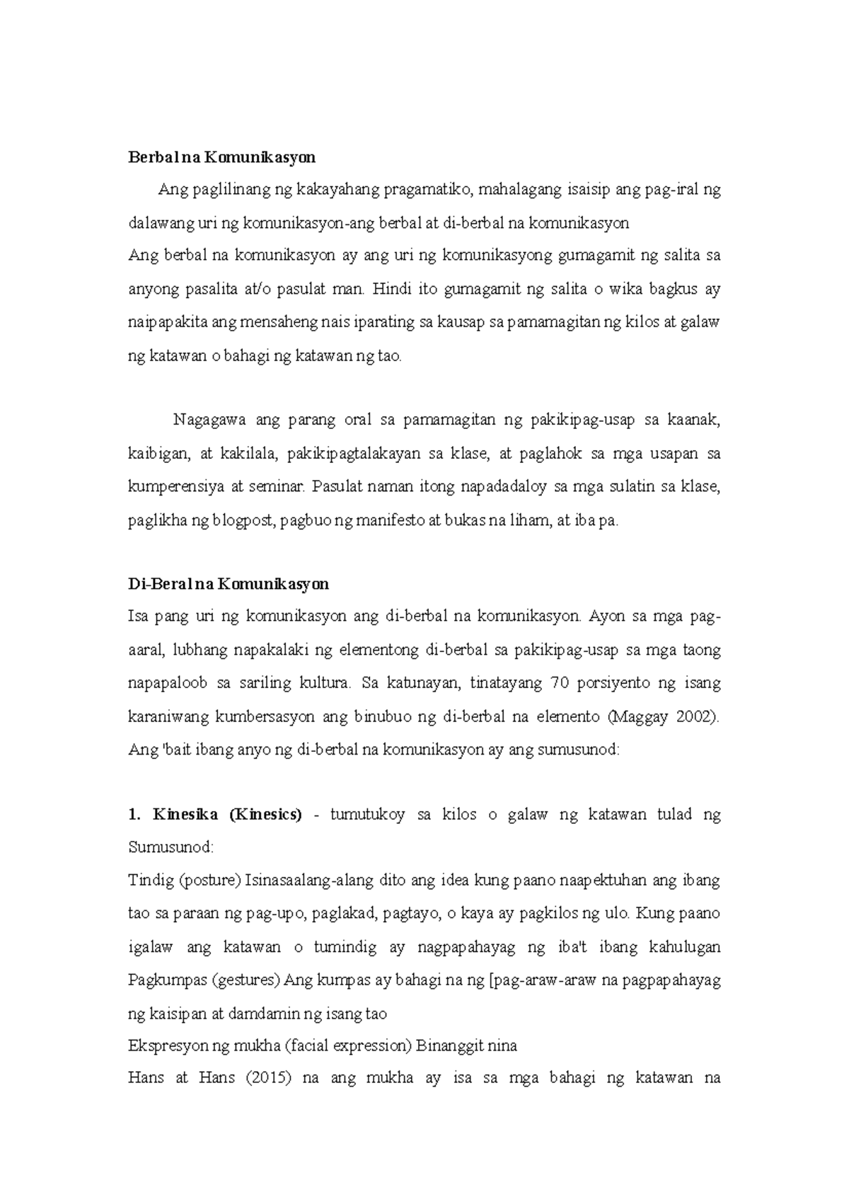 Berbal-na-Komunikasyon - Berbal na Komunikasyon Ang paglilinang ng ...