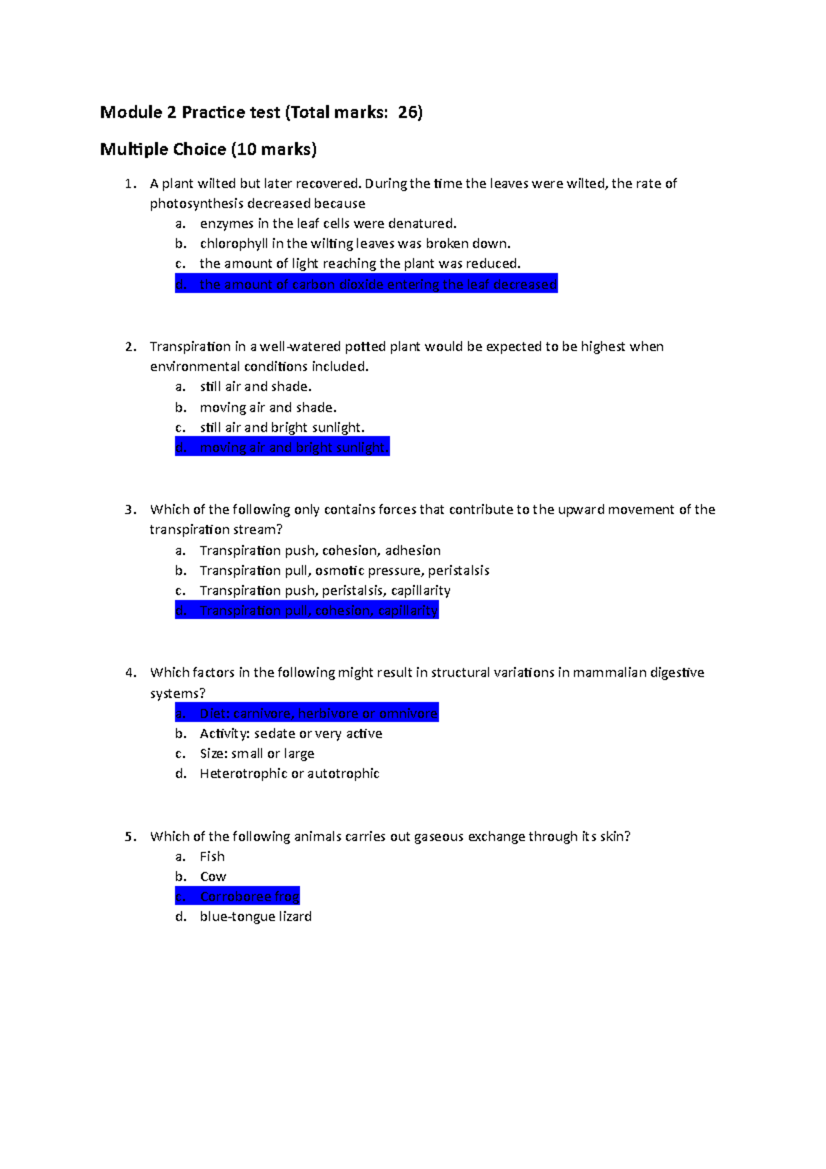 Module 2 Practice Test - defc - Module 2 Practice test (Total marks: 26 ...