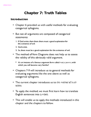 7 lec notes phil 240 - 7 Truth Tables Truth tables provide a simple ...