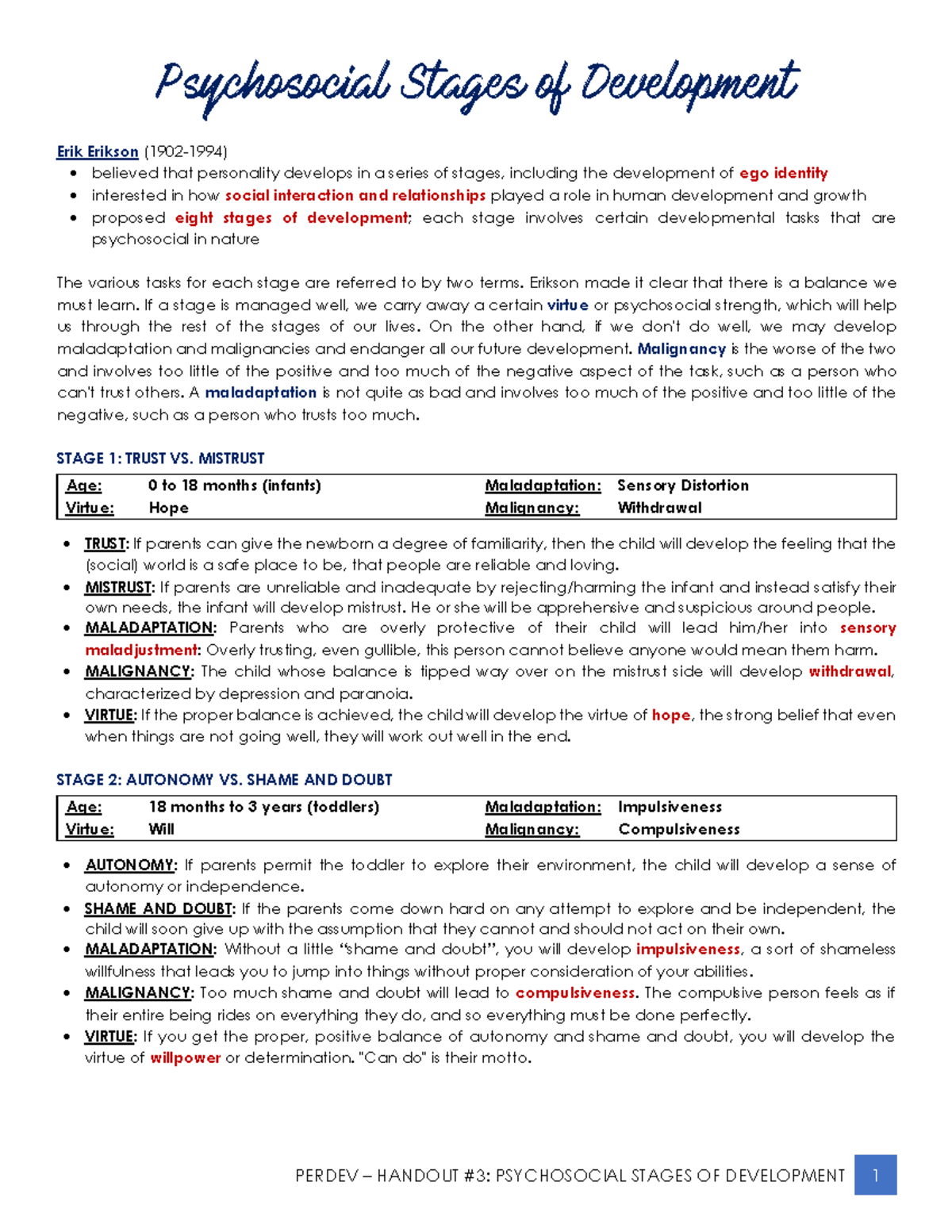 3 Psychosocial Stages of Development - PERDEV – HANDOUT #3 ...