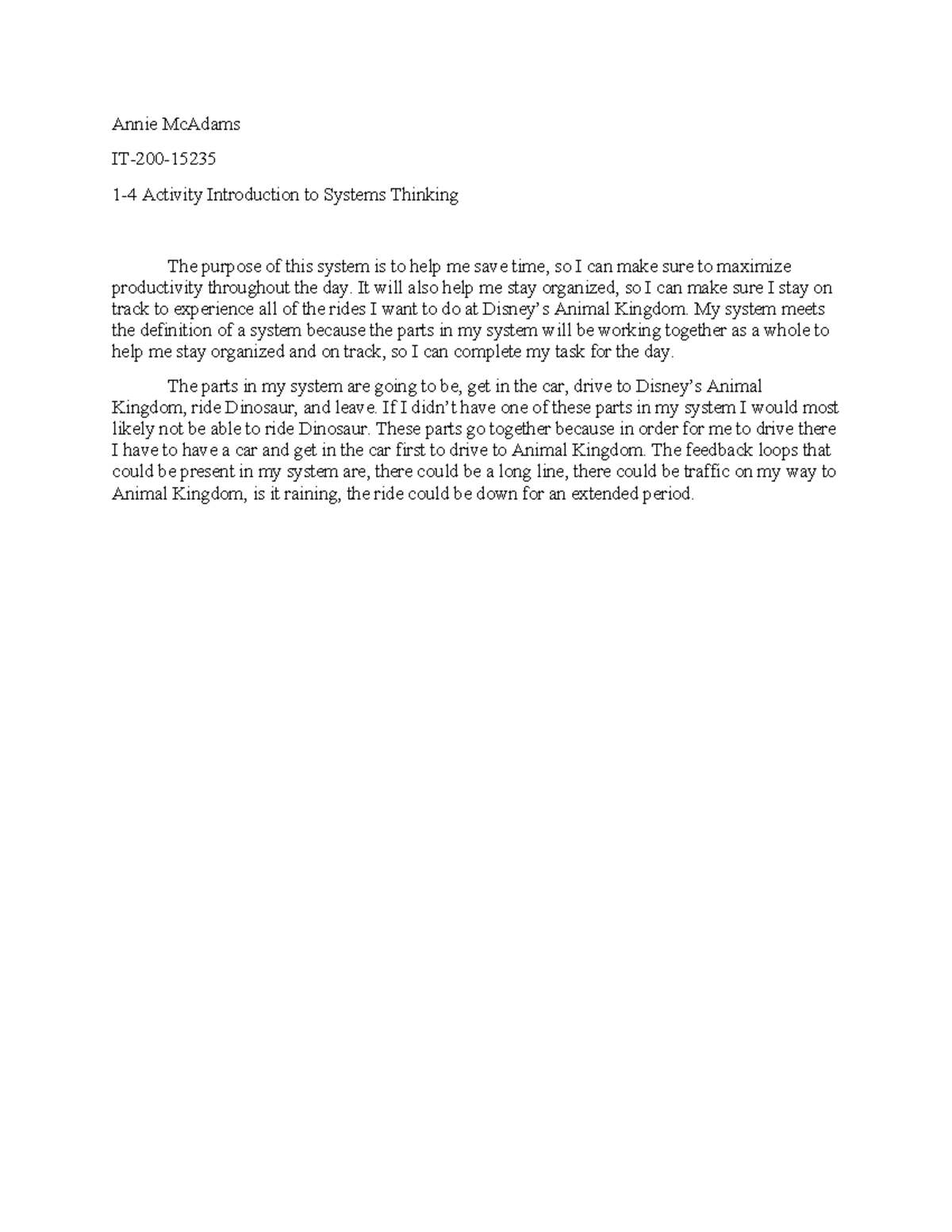 1-4 Intro to Systems Thinking - Annie McAdams IT-200- 1-4 Activity ...