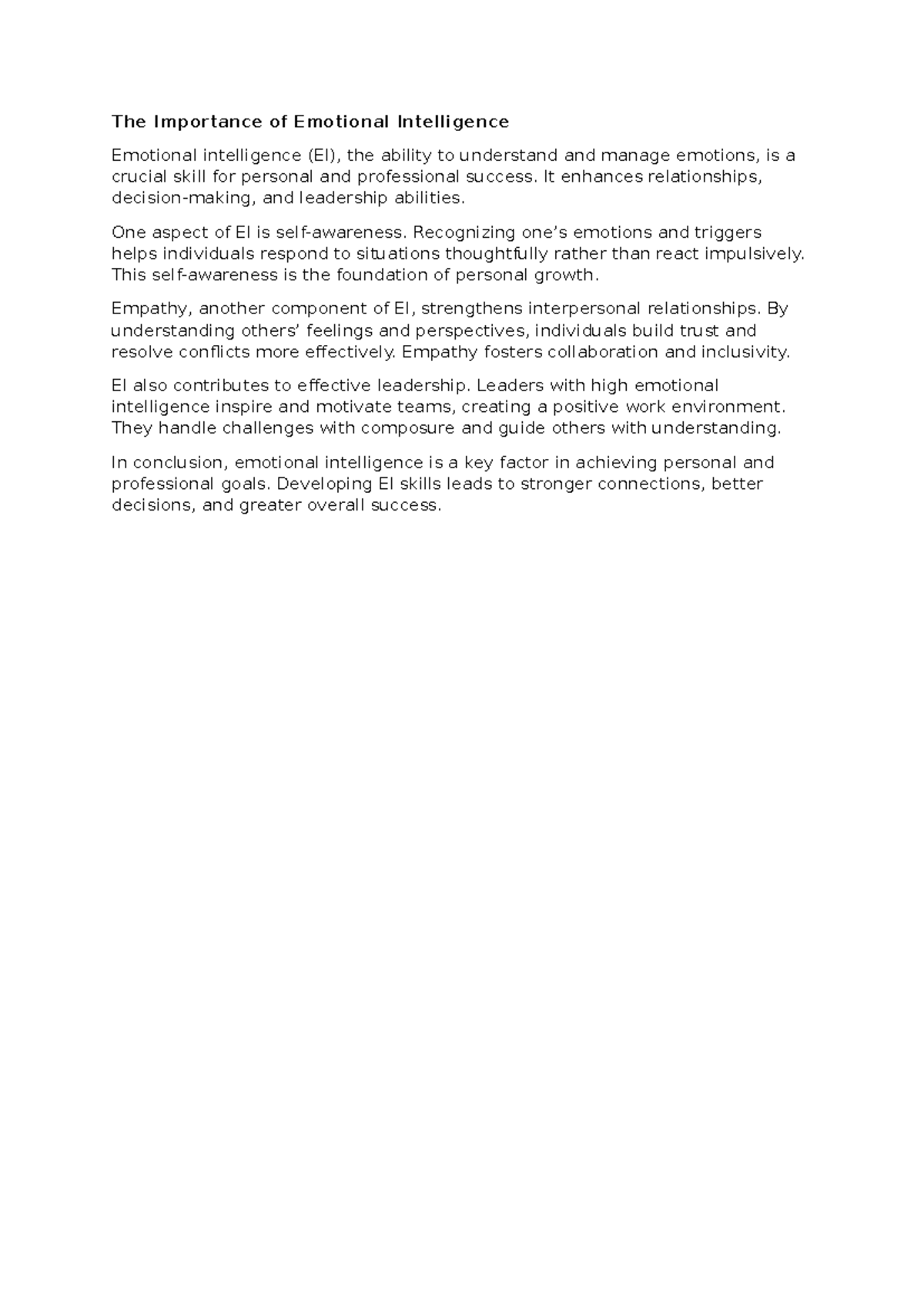 Emotional Intelligence - The Importance of Emotional Intelligence ...