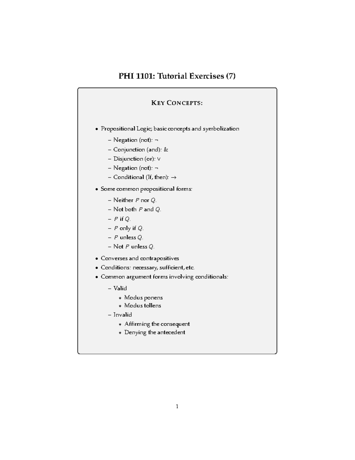Tut Ex 7 set 2 Newnew - Exercices - PHI 1101: Tutorial Exercises (7 ...