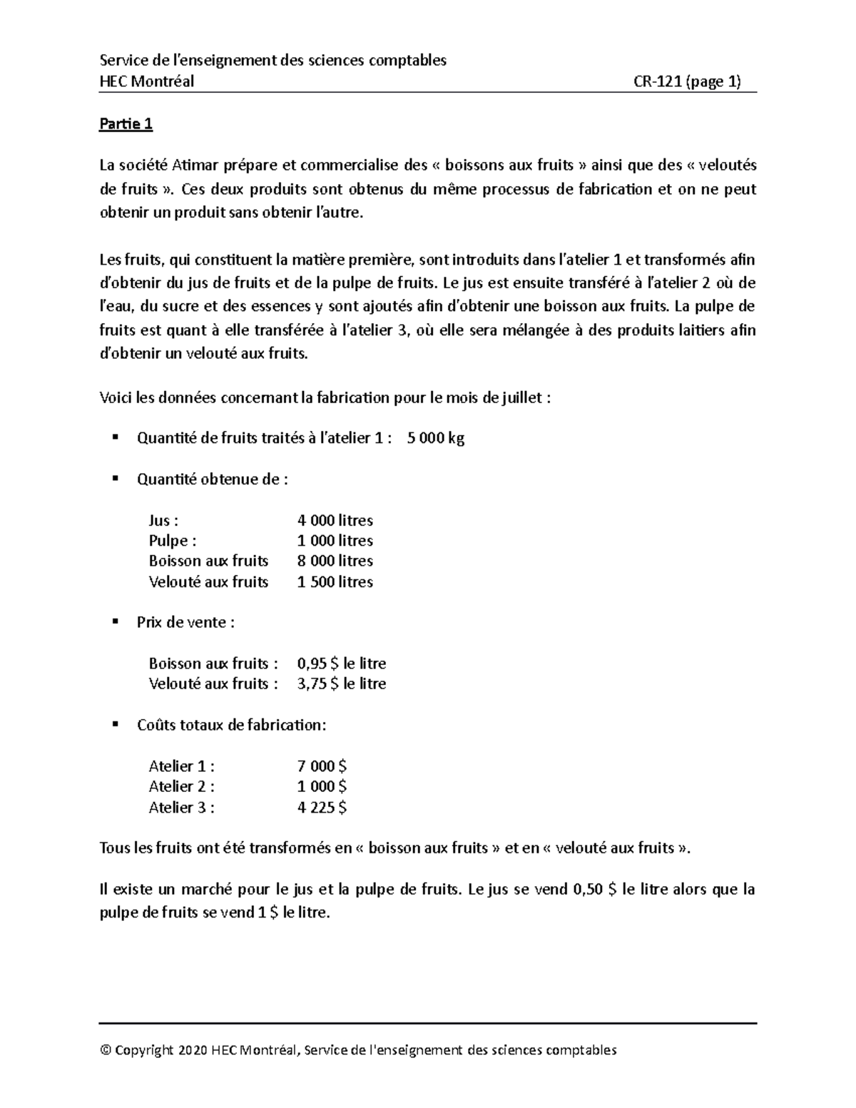 CR-121 PRO - exercice de préparation en classe - Service de l ...