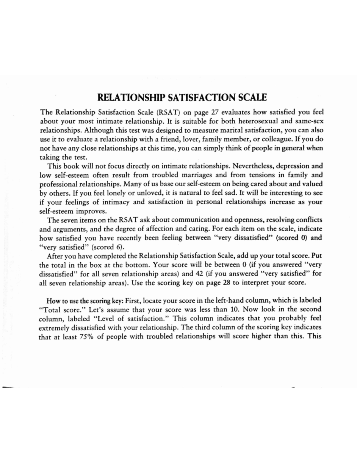 RSAT Relationship Satisfaction Scale - It is suitable for both ...